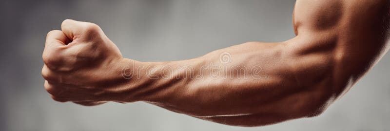 Ripped Forearm Showcased in Dynamic Action Against a Soft Background ...