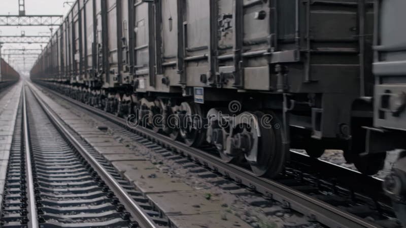 Long Freight Train Moving on Railway Tracks Stock Footage - Video of ...