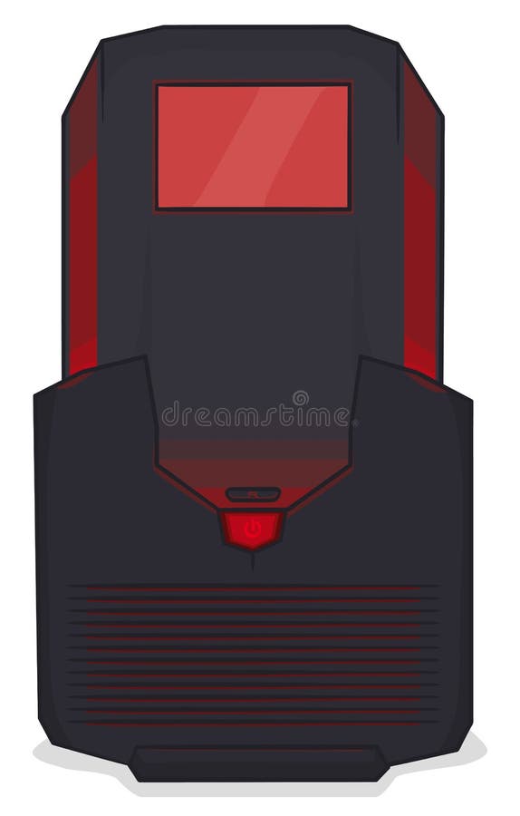 Powerful Gaming Tower Case with Red Lights and Screen, Vector ...