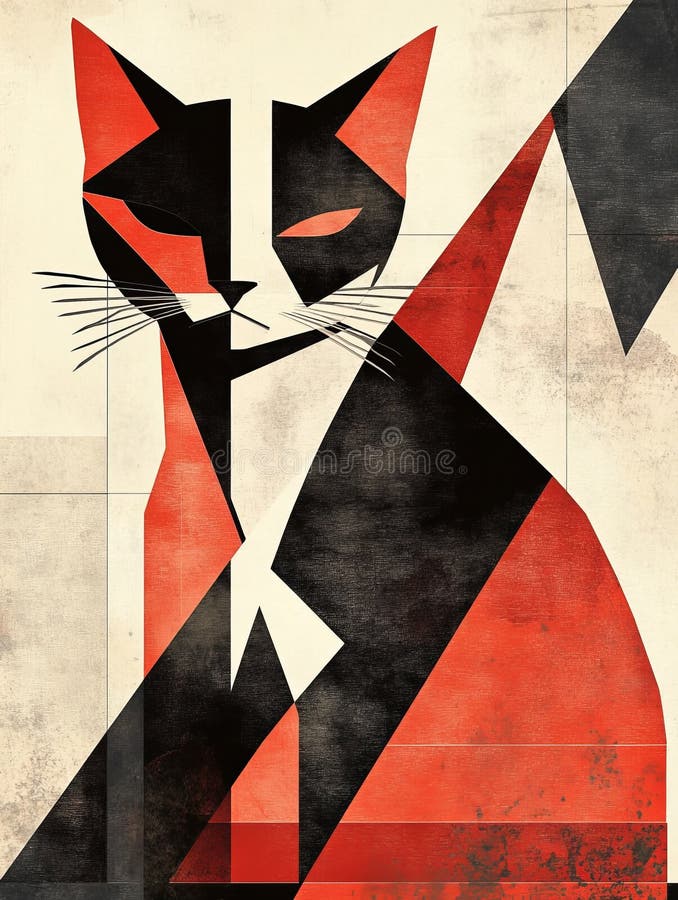 Powerful Geometric Cat: Bold Triangles in Striking Red, Black, and ... Powerful Geometric Cat: Bold Triangles in Striking Red, Black, and ...
