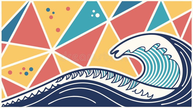 Powerful Geometric Wave, Dynamic Ocean Element, Vector Design ...