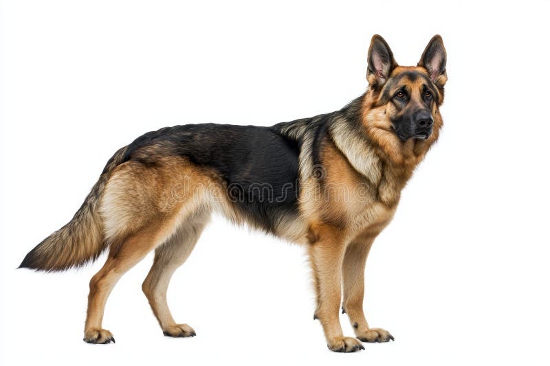 A Powerful German Shepherd Stands Confidently with Its Sharp Ears ...