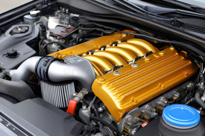 Powerful Golden Engine Showing Its Performance Potential Stock ...