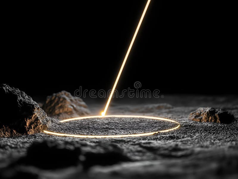 A Powerful Golden Light Beam Illuminates a Dark Lunar Surface ...