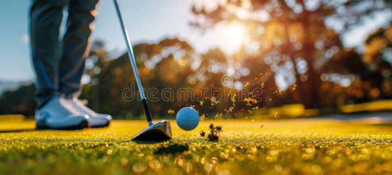 Powerful Golf Shot Divot Launching, Exemplifying Strength and Skill in ...