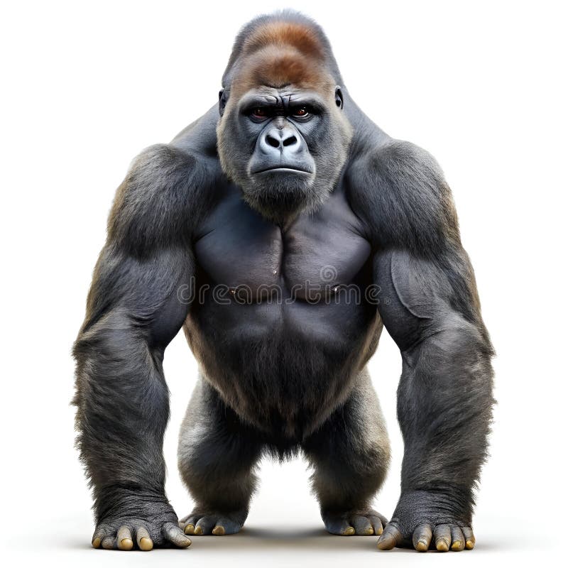 Powerful Gorilla Back View Standing Alone Stock Illustration ...