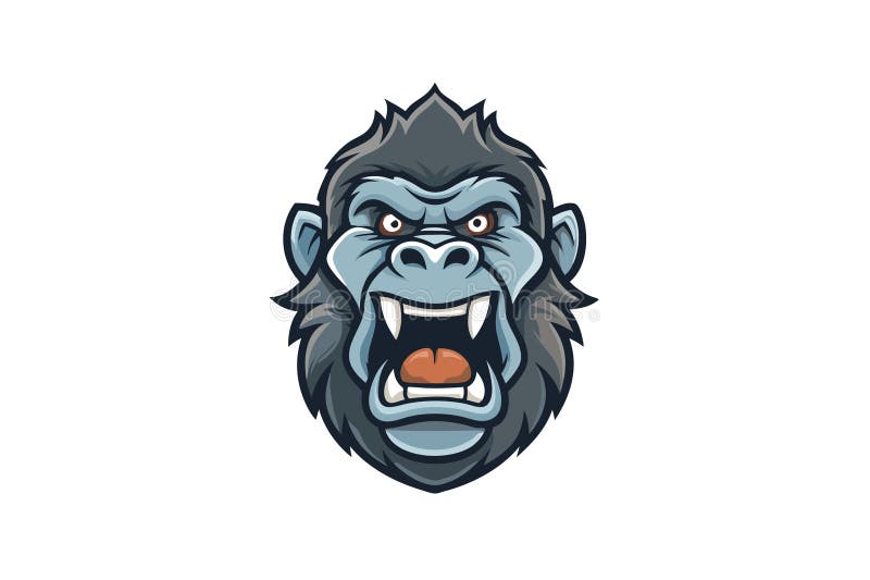 Powerful Gorilla Face Icon with Aggressive Expression, Designed in a ...