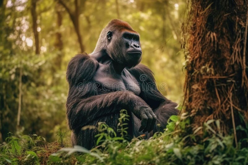 The Mighty Gorilla Powerful Primate Stock Illustration - Illustration ...