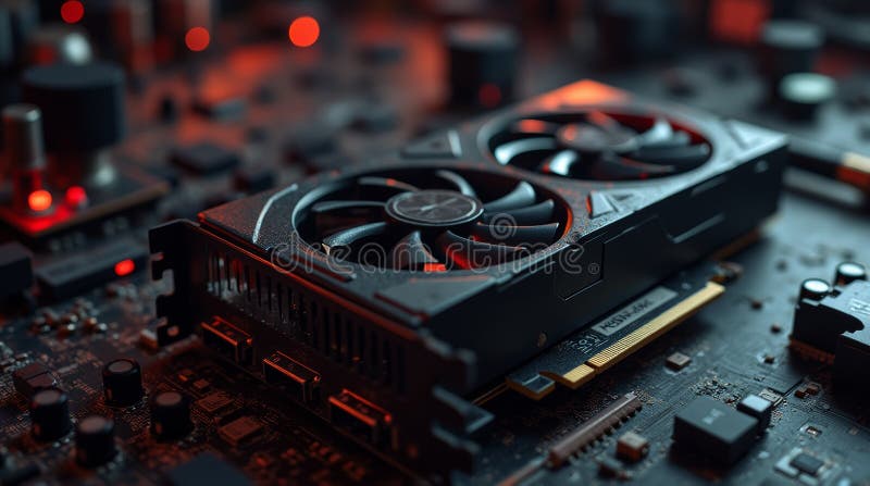 Powerful Graphic Card Running Hot with Fans Spinning Fast for Extreme ...