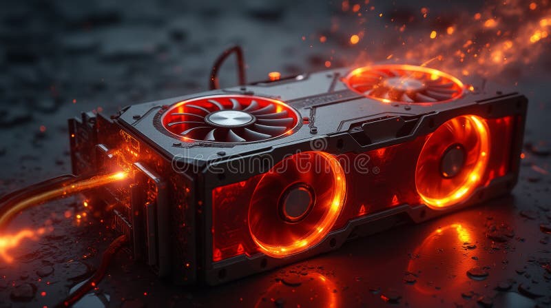 Powerful Graphic Card Running Hot with Fans Spinning Fast for Extreme ...