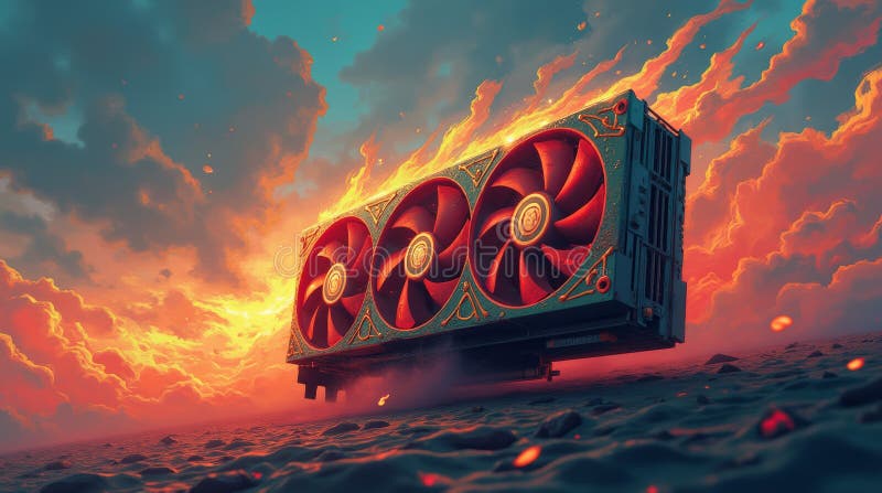 Powerful Graphic Card Running Hot with Fans Spinning Fast for Extreme ...