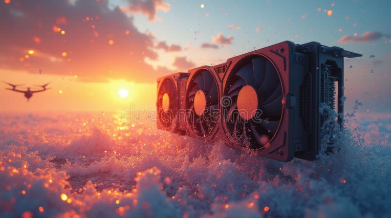 Powerful Graphic Card Running Hot with Fans Spinning Fast for Extreme ...