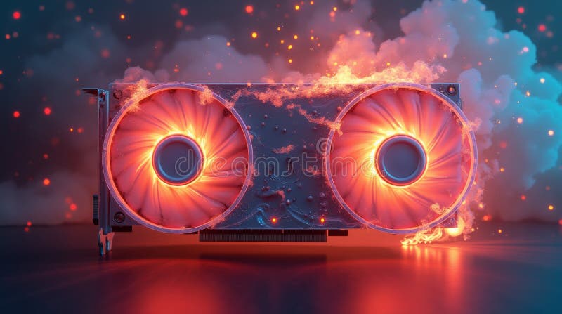 Powerful Graphic Card Running Hot with Fans Spinning Fast for Extreme ...