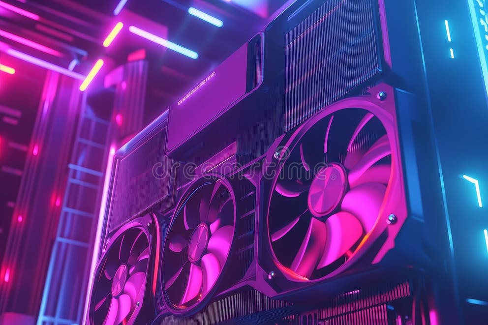 Powerful Graphics Card Cooling System with Neon Lights Illuminating ...