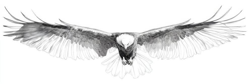 Majestic Eagle in Flight a Powerful Grayscale Illustration of an Eagle ...