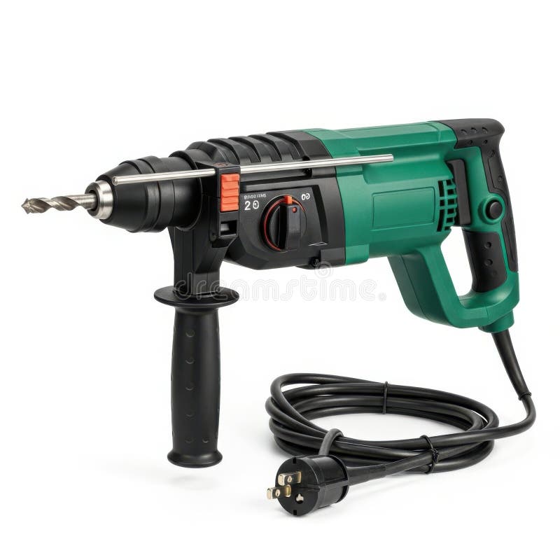 Powerful Green Rotary Hammer Drill for Demanding Construction and Diy Projects Stock ...
