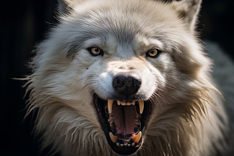 Powerful Grey Wolf Baring Its Sharp Teeth in Midjourney - Intense ...