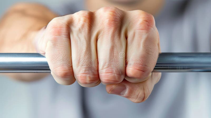 Powerful Grip Hand on Pull Up Bar, Tense Muscles, Visible Veins ...