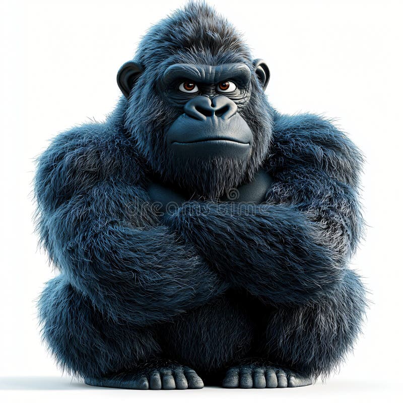 Serious Gorilla with Folded Arms on White Background AI Generated ...