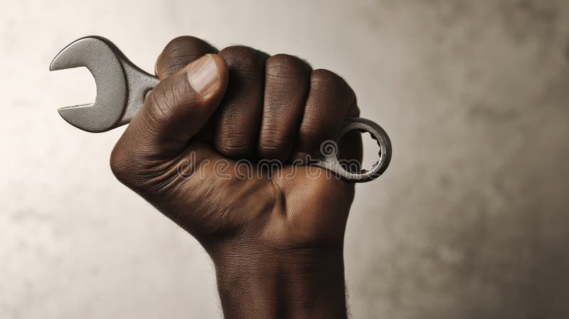 Powerful Hand Holding Wrench - Industrial Strength Stock Illustration ...