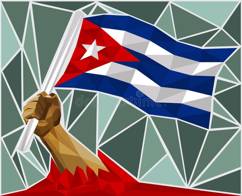Powerful Hand Raising the Flag of Cuba Stock Illustration ...