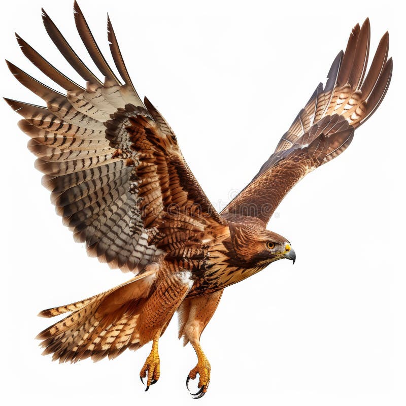 A Powerful Hawk in Mid-flight, Wings Fully Spread and Talons Ready ...