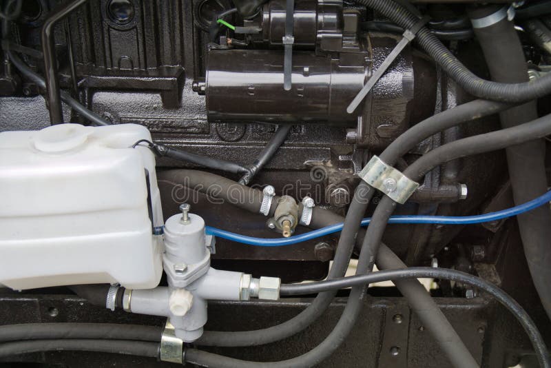 Powerful High-tech Tractor or Industrial Harvester Engine Stock Photo ...