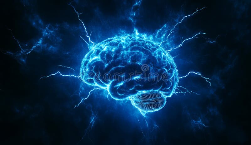 Powerful Human Brain Energy Abstract Concept Illuminated by Electric ...