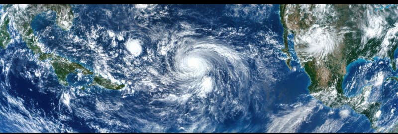 Hurricane Approaching Central America with Satellite View of ...