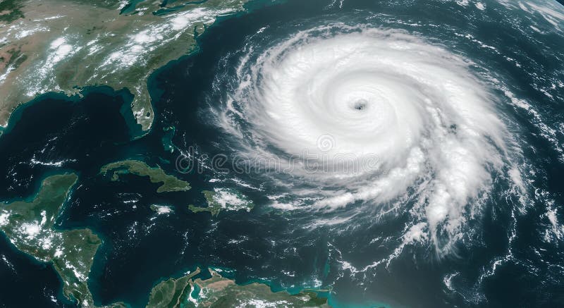 Powerful Hurricane Over Atlantic Ocean, Satellite View - Intense ...