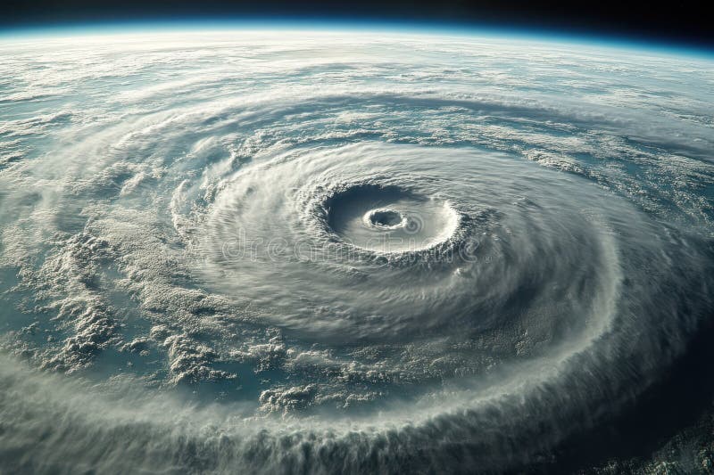 Powerful Hurricane Spirals Above the Ocean Captured from Space at High ...