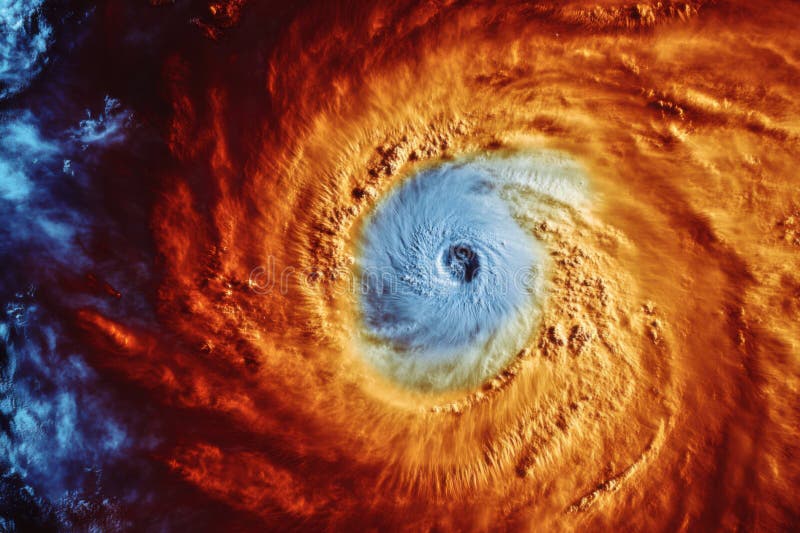 Powerful Hurricane Spirals Over the Ocean with Vibrant Colors ...