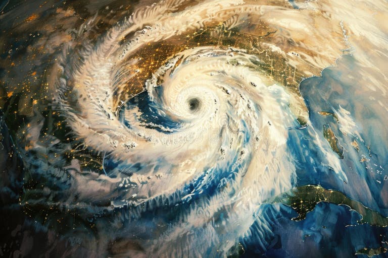 A Powerful Hurricane Storming the Open Ocean Waters Stock Photo - Image ...