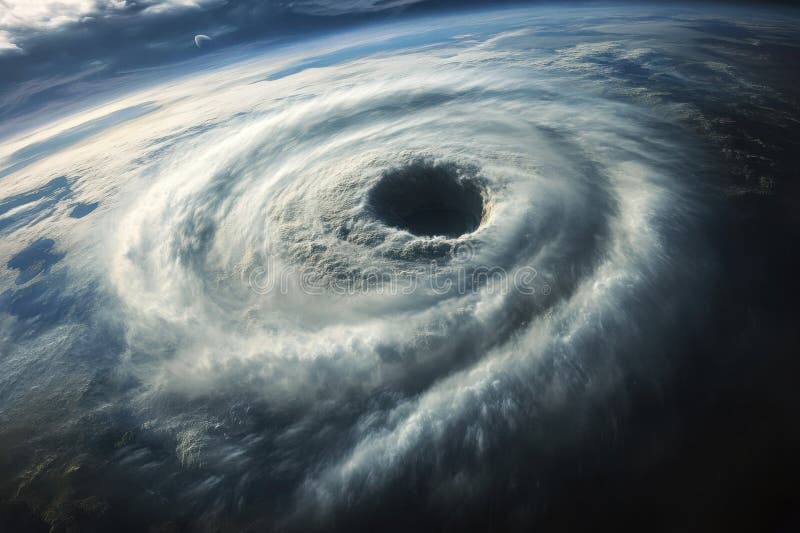Powerful Hurricane Swirling Over the Ocean Captured from a High ...
