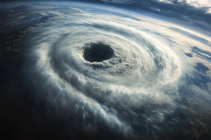 Powerful Hurricane Swirling Over the Ocean Captured from a High ...
