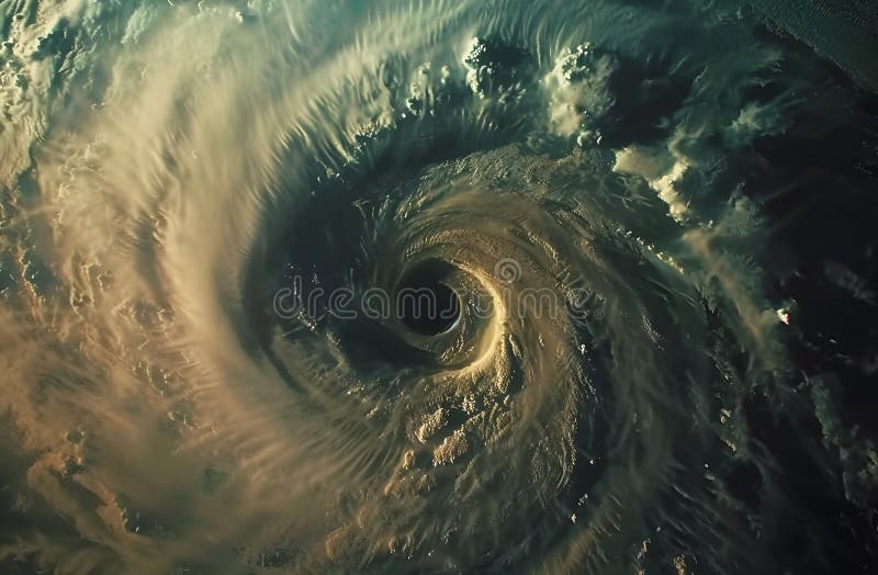 Powerful Hurricane Vortex Swirling Over the Ocean Captured from Above ...