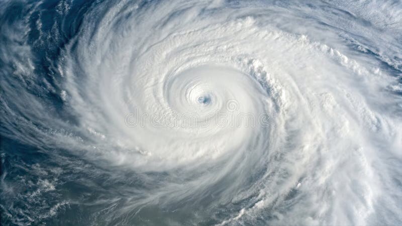 Powerful Hurricane with a Well-defined Eye Swirling Over Ocean Surface ...