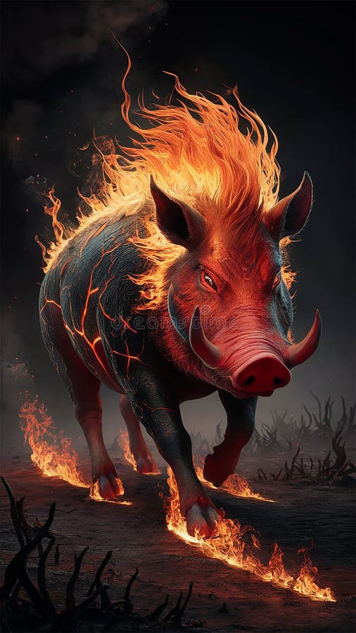 A Powerful Hybrid Creature, Blending the Form of a Hog with the Essence ...