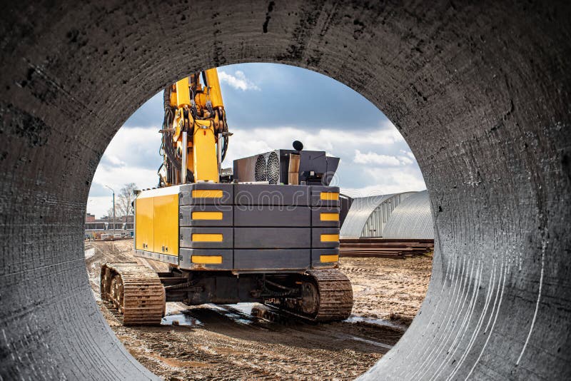 Powerful Hydraulic Drilling Rig at a Construction Site. the Device of ...