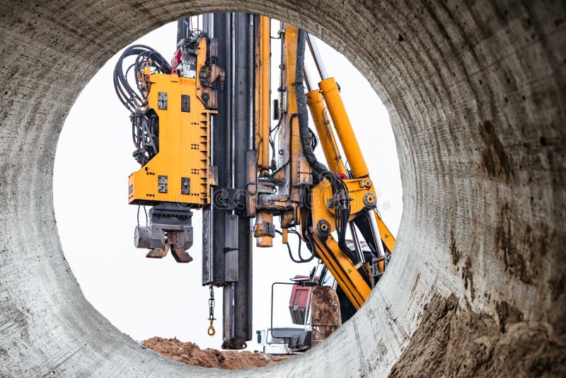 Powerful Hydraulic Drilling Rig at a Construction Site. the Device of ...