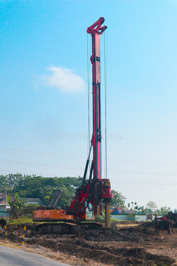 Powerful Hydraulic Machine Drilling Rig on a Construction Site ...