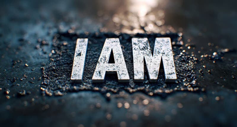 "I am" Phrase with Distressed Texture and Reflective Surface Stock ...