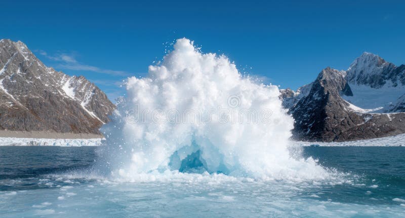 Powerful Ice Explosion in Arctic Landscape Stock Illustration ...