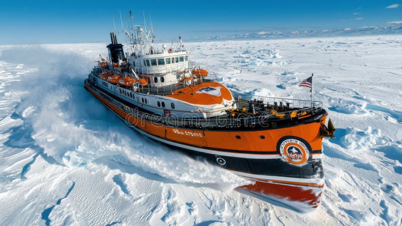 Powerful Icebreaker Navigates through Thick Arctic Ice in Bright ...