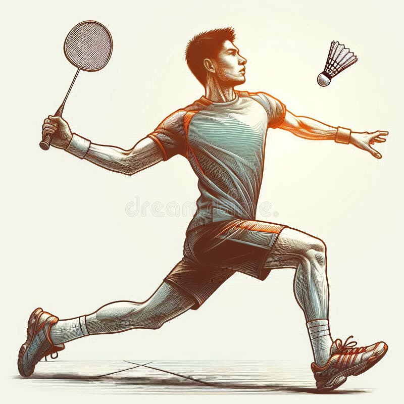 Dynamic Badminton Player Illustration Image is Generated Using AI Stock ...