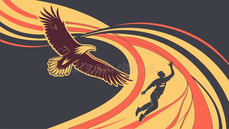 Powerful Illustration of an Eagle Soaring with Abstract Sunburst Effect ...