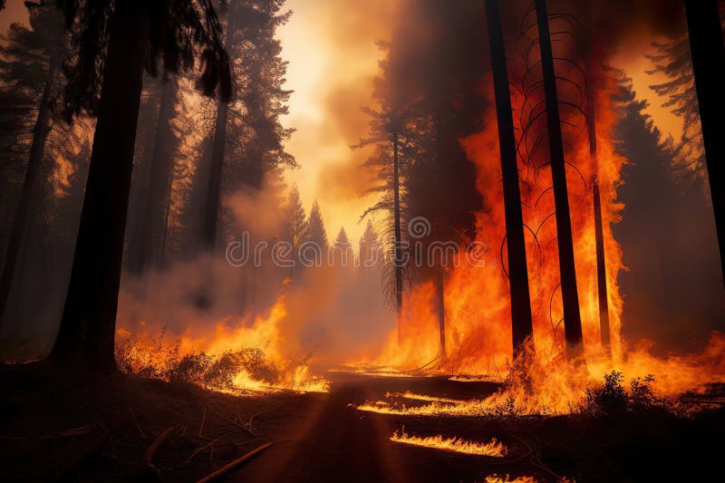 A Powerful Illustration of a Massive Forest Fire. Created with ...