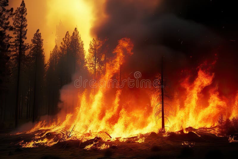 A Powerful Illustration of a Massive Forest Fire. Created with ...
