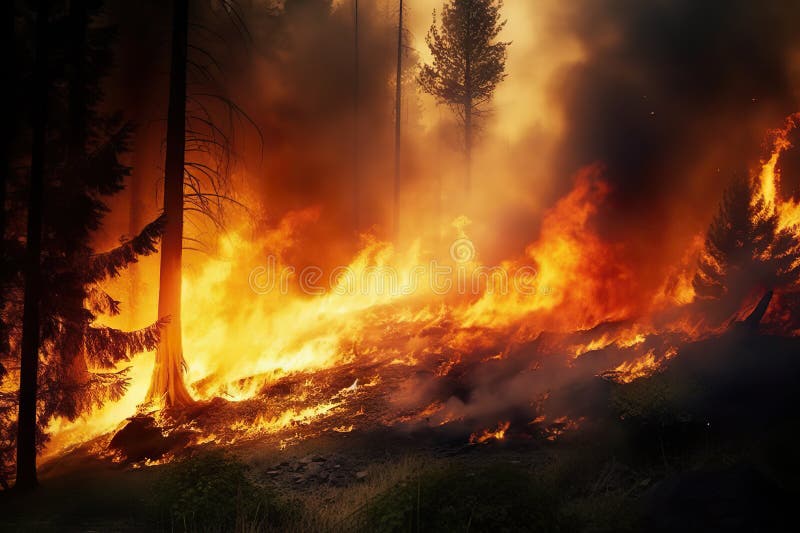 A Powerful Illustration of a Massive Forest Fire. Created with ...