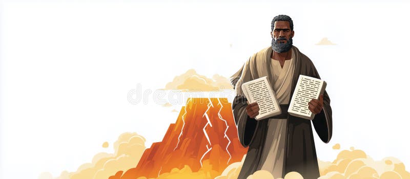 A Powerful Illustration of the Prophet Moses Holding the Ten ...